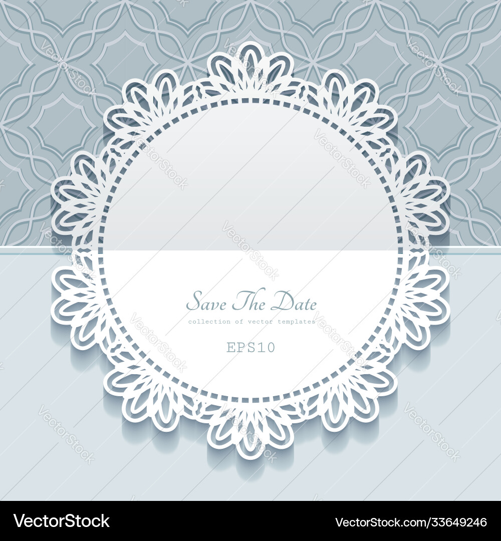 Round frame with lace border pattern Royalty Free Vector