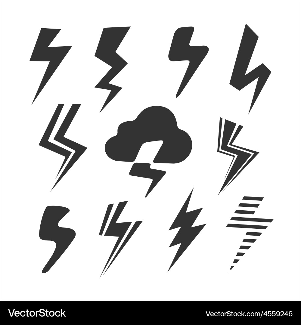 Set of symbols lightning Royalty Free Vector Image