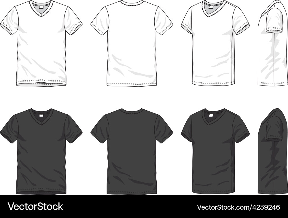 T-Shirt Templates - Front, Back & Side Views Vector Image