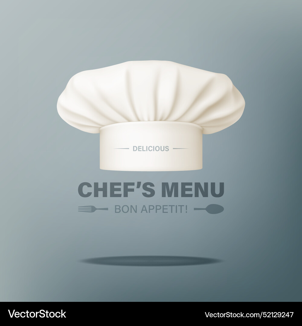 Banner with 3d realistic white chef hat toque Vector Image
