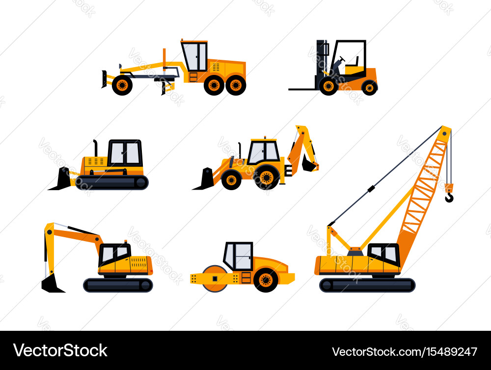 Construction vehicles - modern icon set Royalty Free Vector