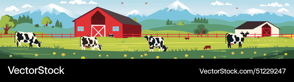 Cow farm scene with cows engraving sketch Vector Image