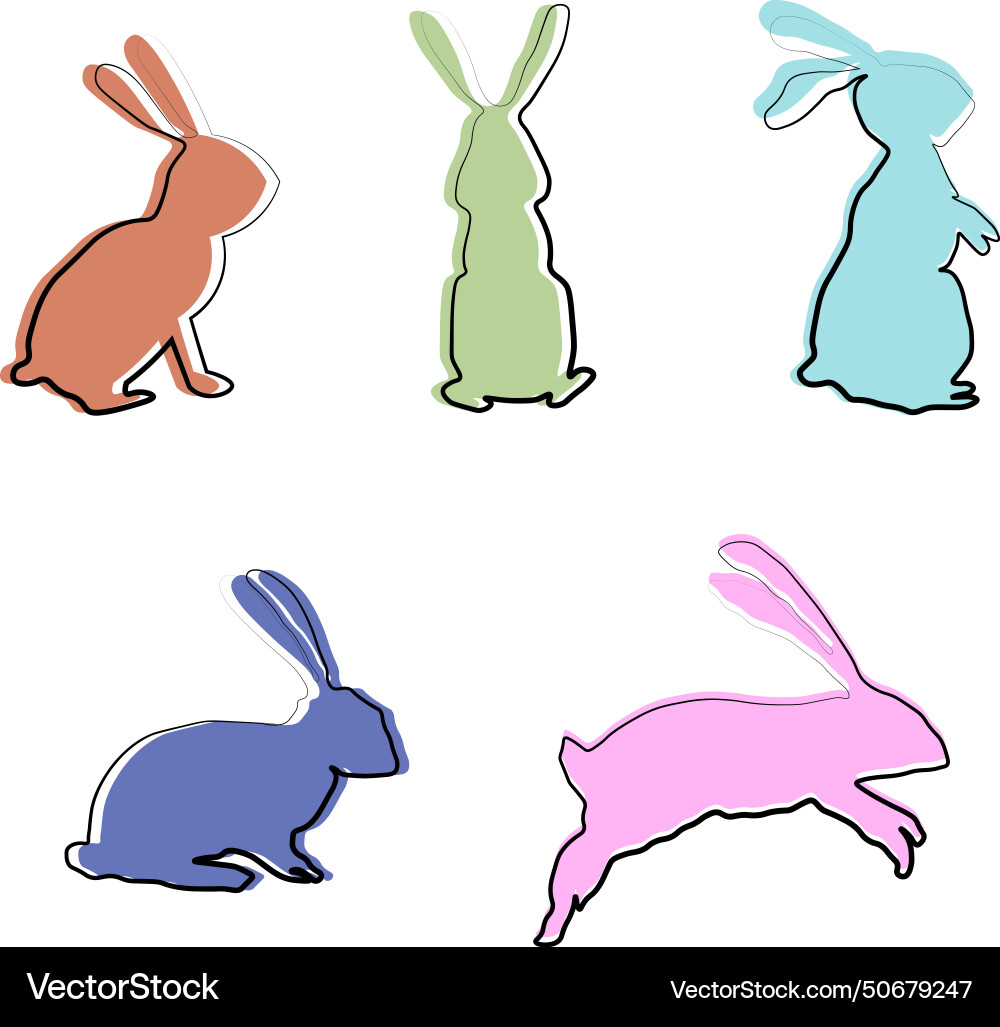 Easter bunny colorful silhouette Royalty Free Vector Image