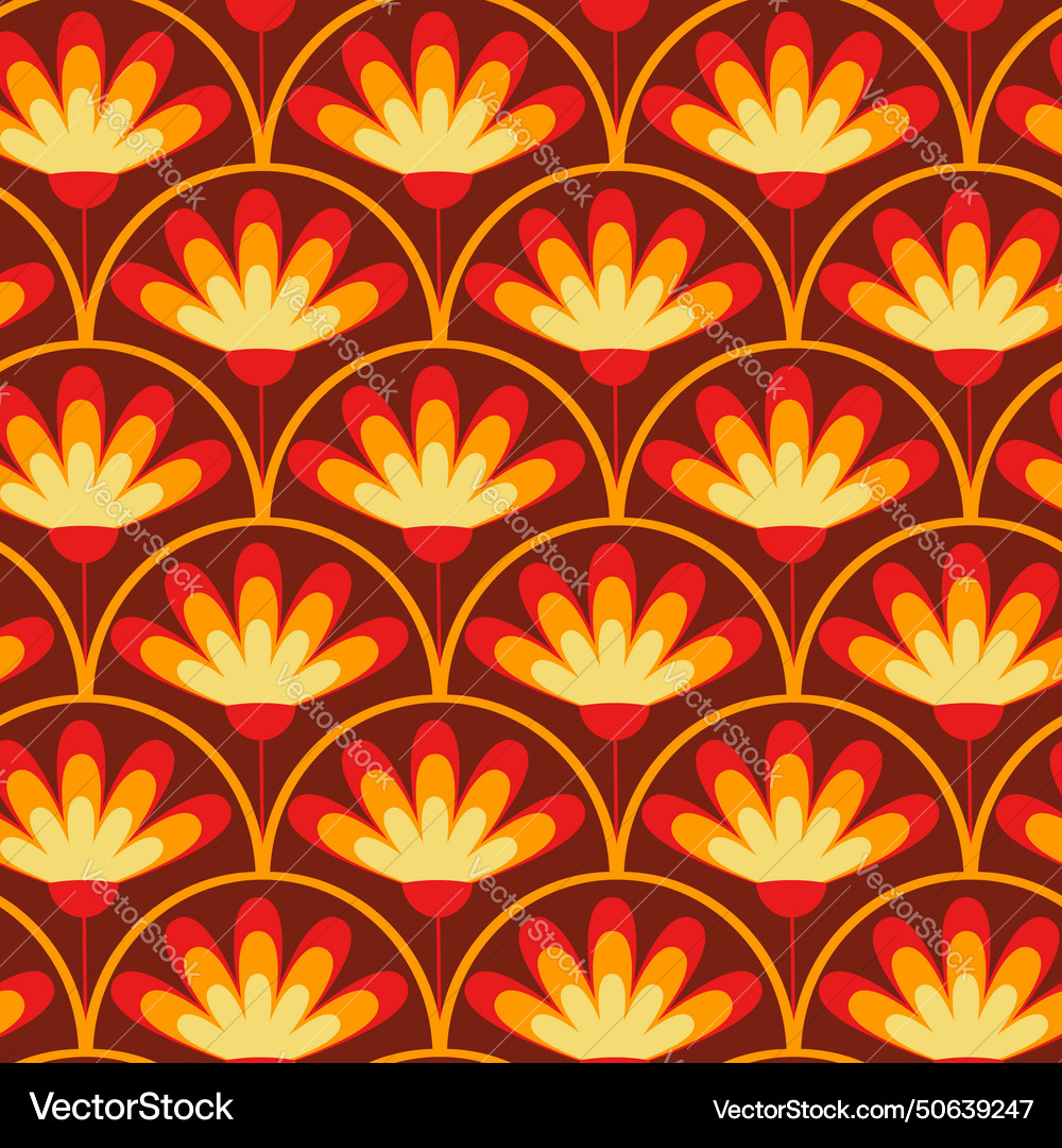 Groovy abstract flowers seamless pattern Vector Image