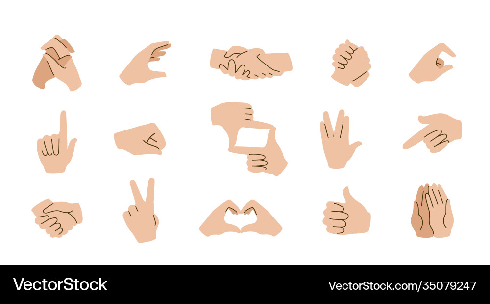 Hand gestures emoticons communication icons Vector Image