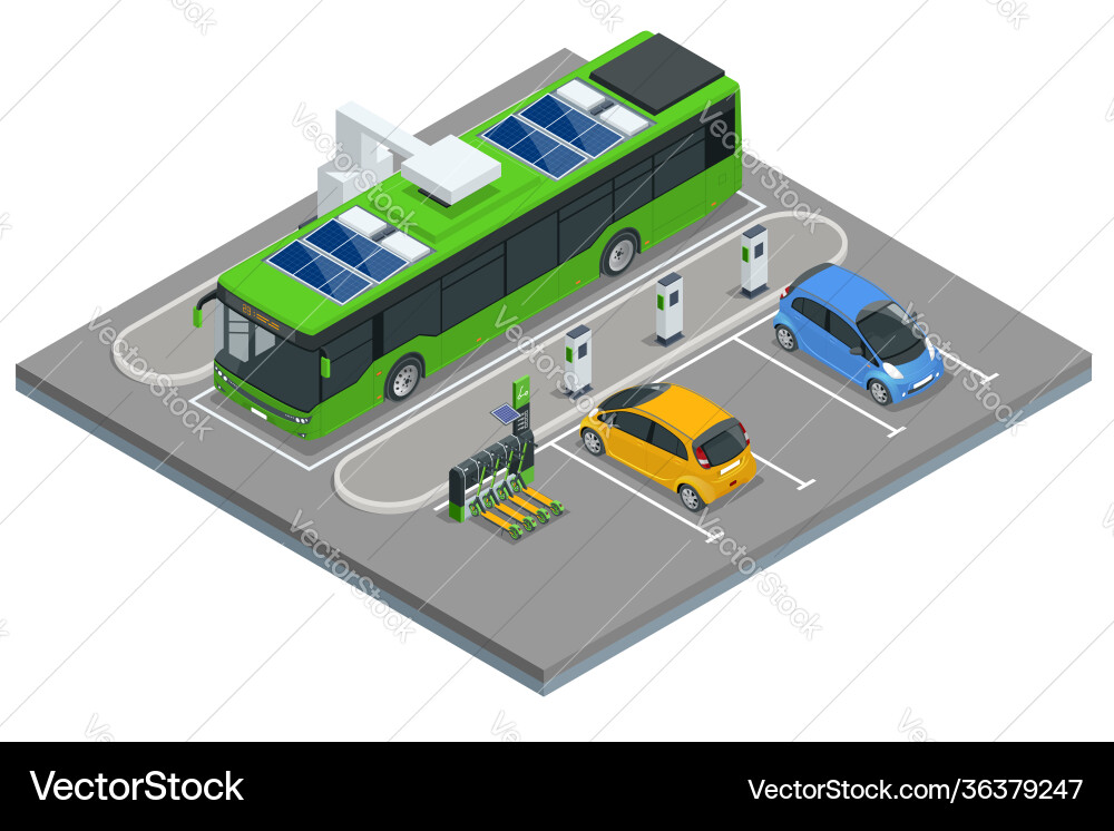 Isometric Electric Bus Royalty Free Vector Image