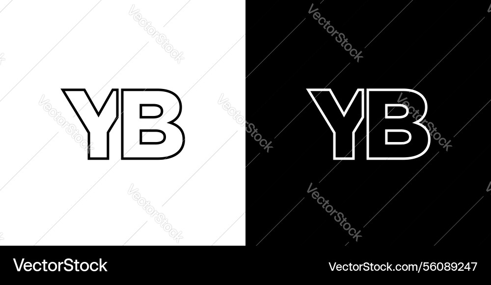 Letter y and b yb logo design template minimal Vector Image