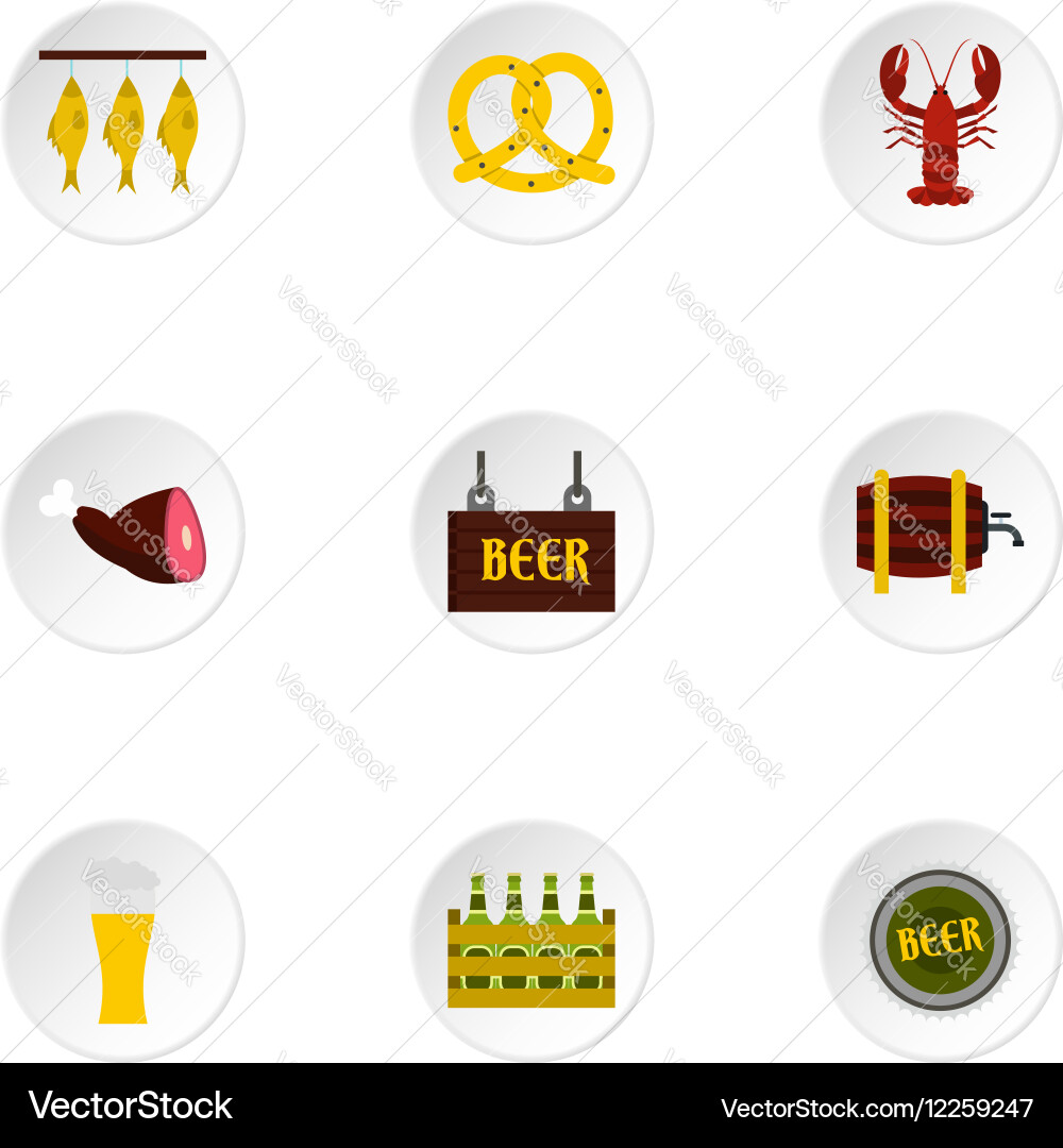 Pub icons set flat style Royalty Free Vector Image