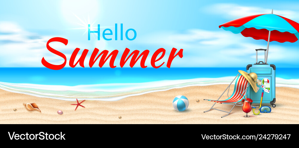 Seaside beach azure waves sand coast Royalty Free Vector