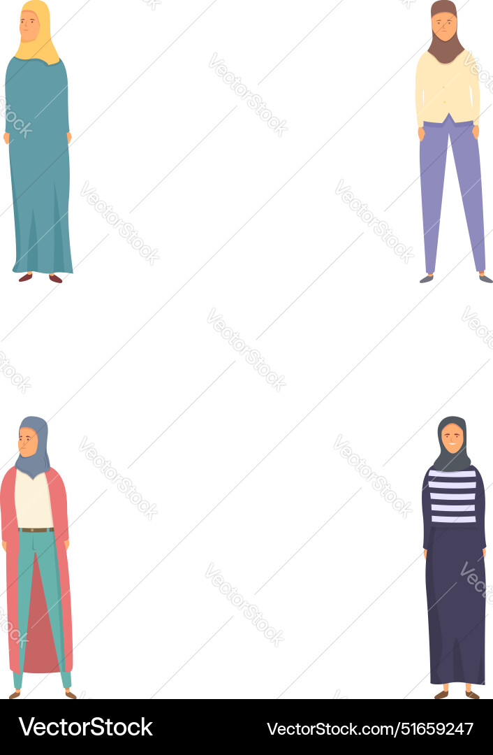 Set of four diverse women Royalty Free Vector Image
