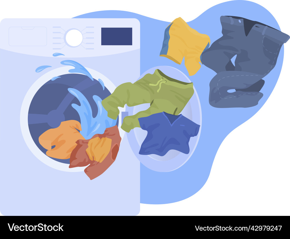 Wash clothes in modern electronic washing machine Vector Image