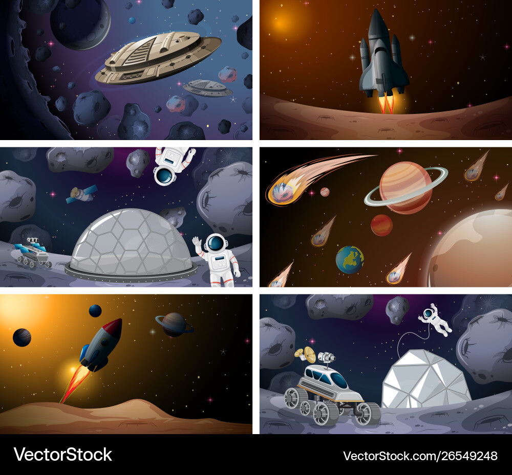 Big space scene set Royalty Free Vector Image - VectorStock