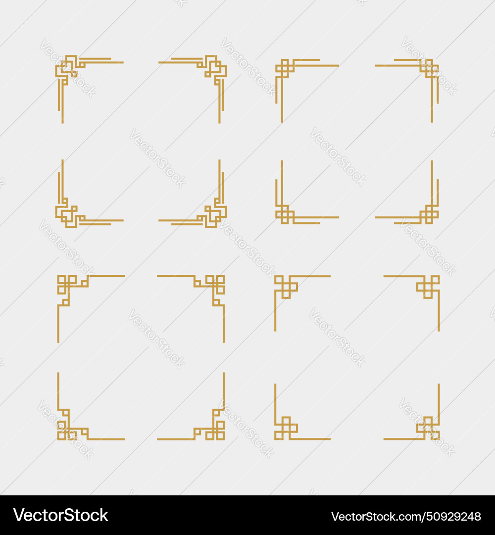 Chinese frame corner set Royalty Free Vector Image