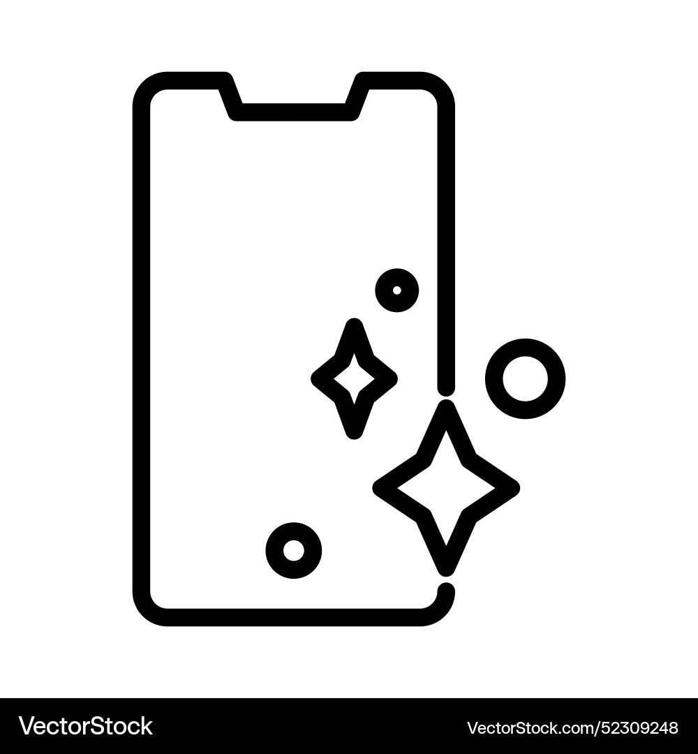 Clean phone glass icon linear logo mark in black Vector Image