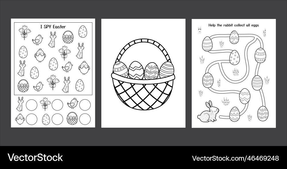 Easter Worksheet Set - Bunnies & Eggs Vector Image