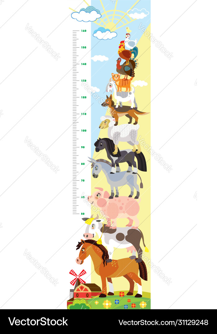 Farm animals height meter Royalty Free Vector Image