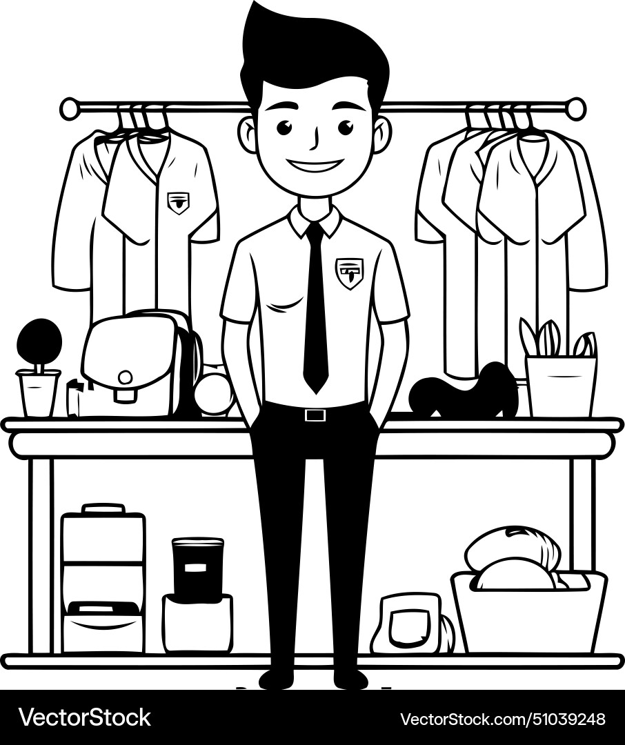 Handsome man in uniform standing the dressing Vector Image