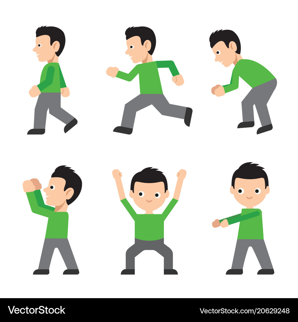 Man walk run jump action character cartoon Vector Image