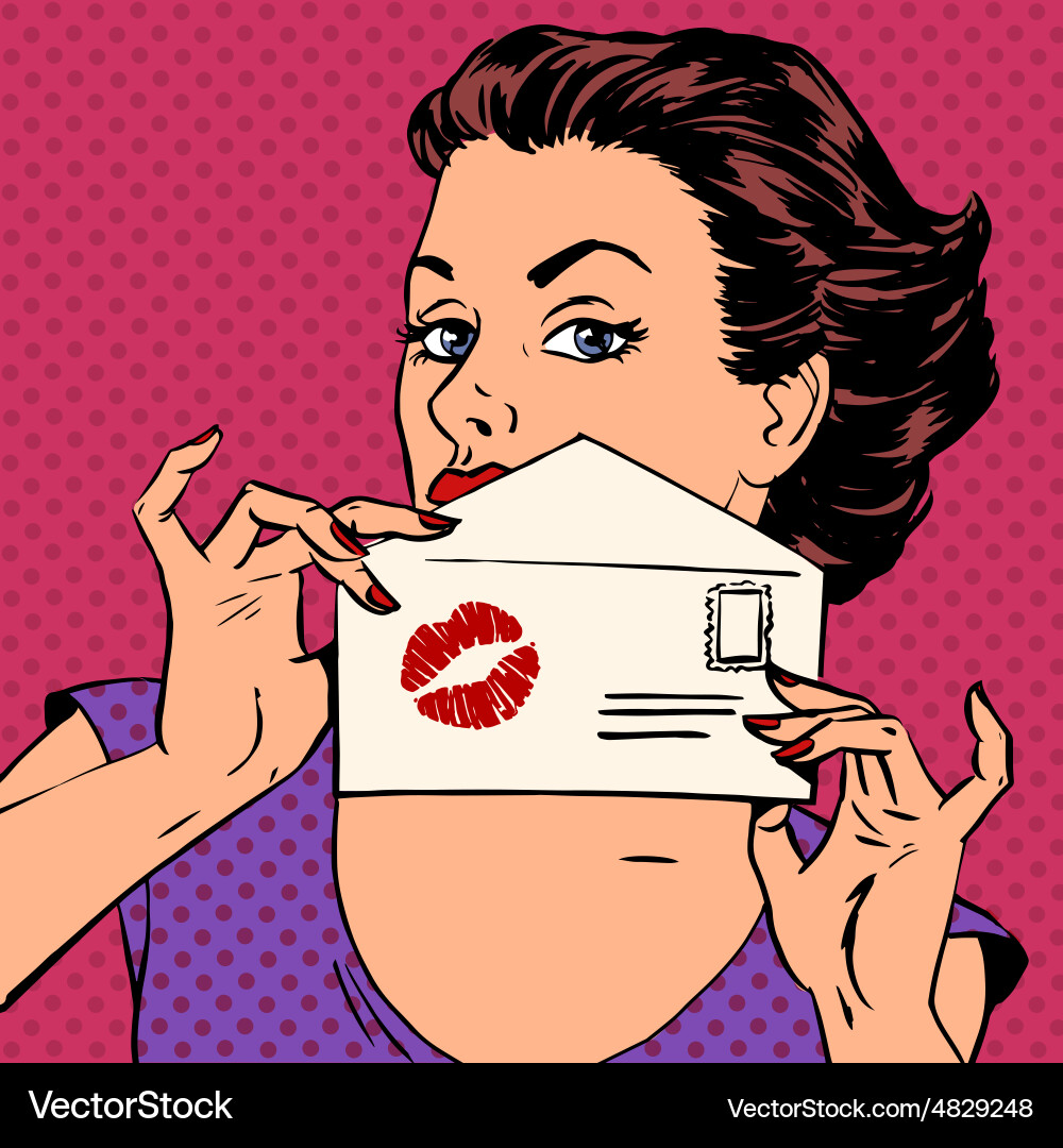 Retro Pop Letter and Lipstick Royalty Free Vector Image