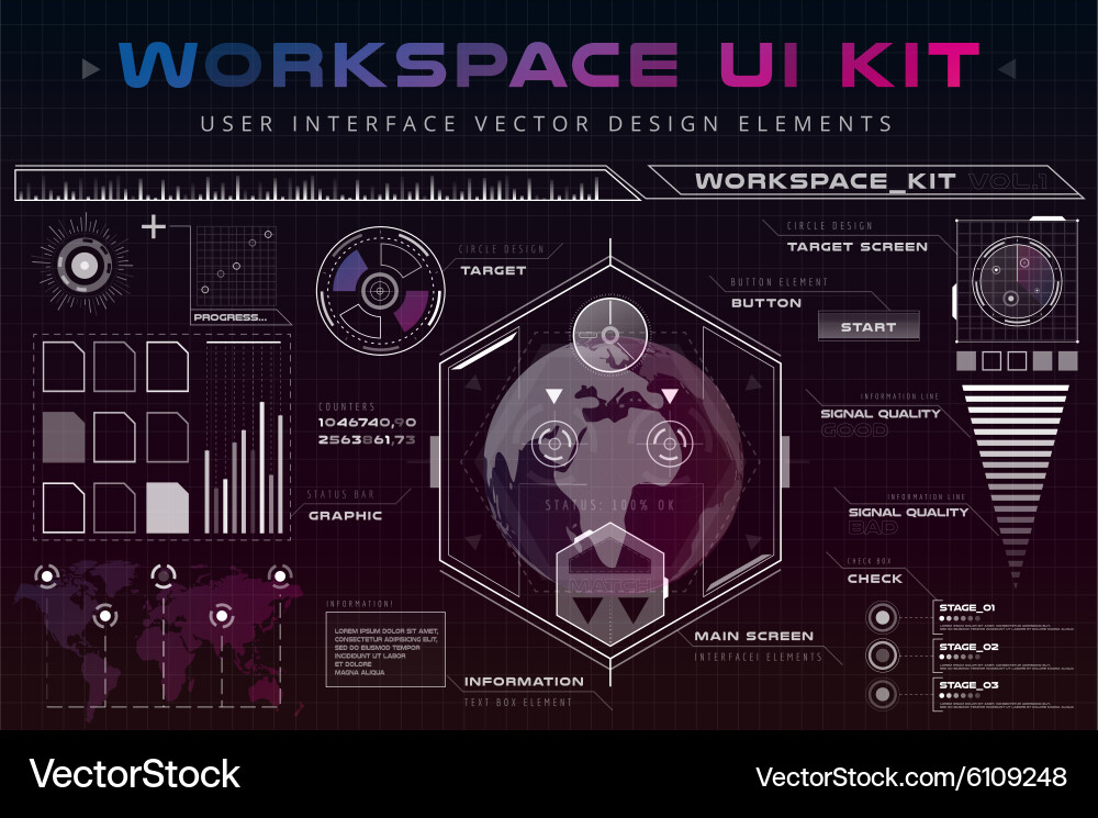 Ui hud infographic interface web elements Vector Image