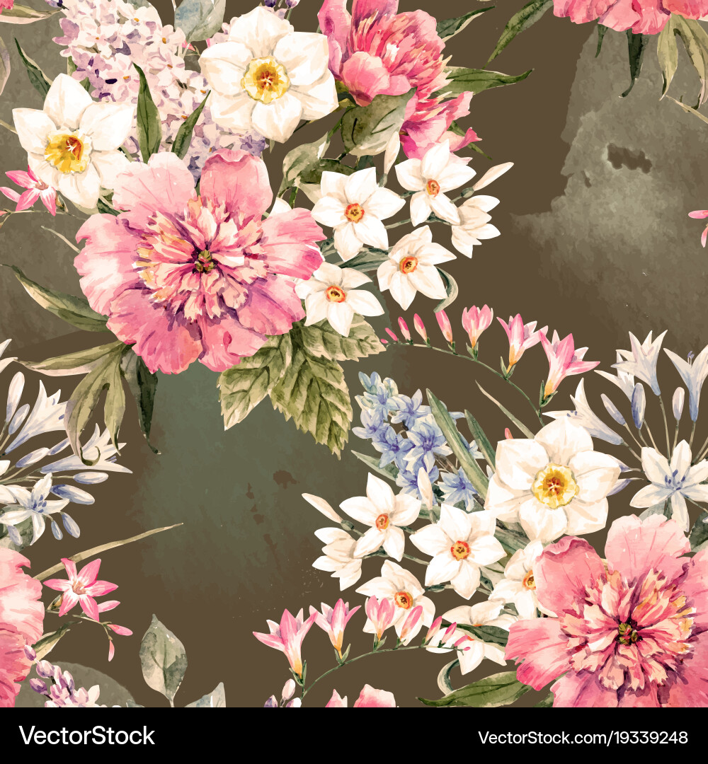 Watercolor floral pattern Royalty Free Vector Image