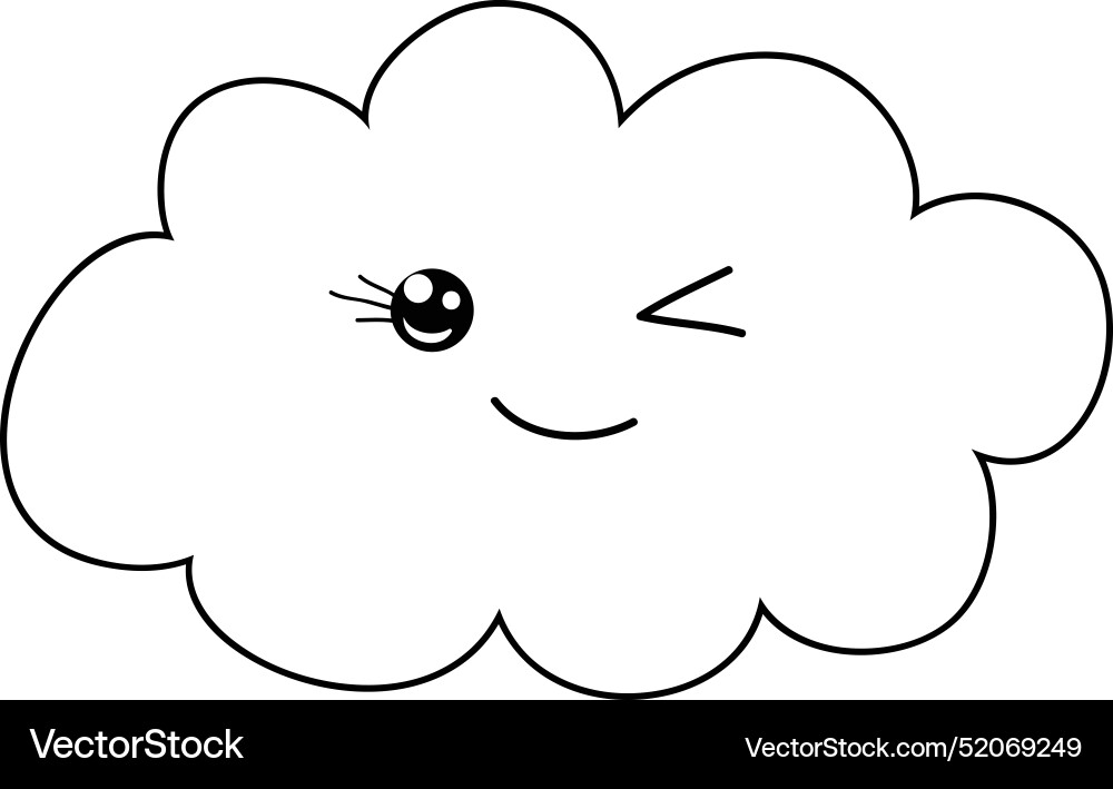 A kawaii cloud for printa coloring page Royalty Free Vector