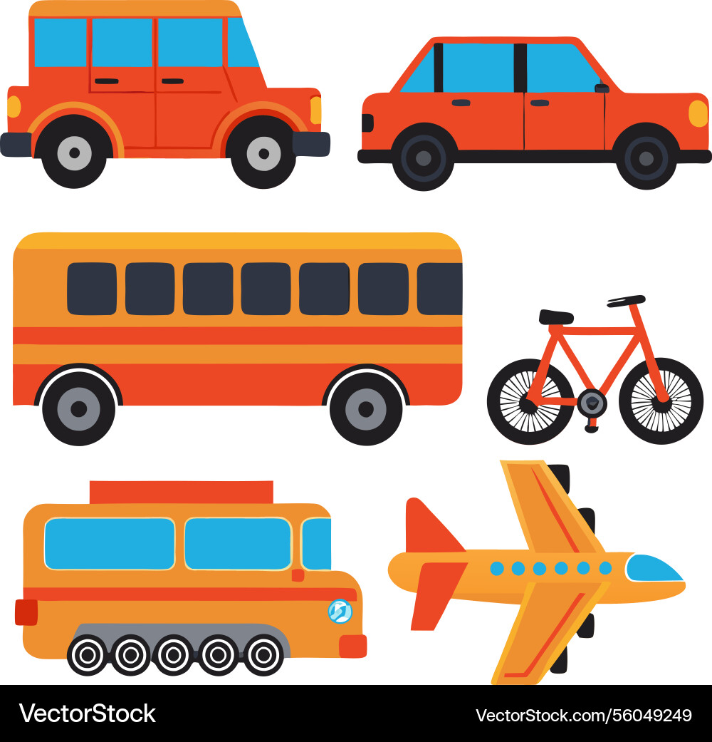 Collection of transportation vehicles including Vector Image