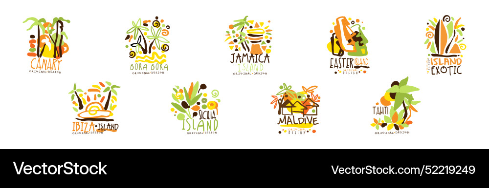 Exotic island logo and label original design Vector Image