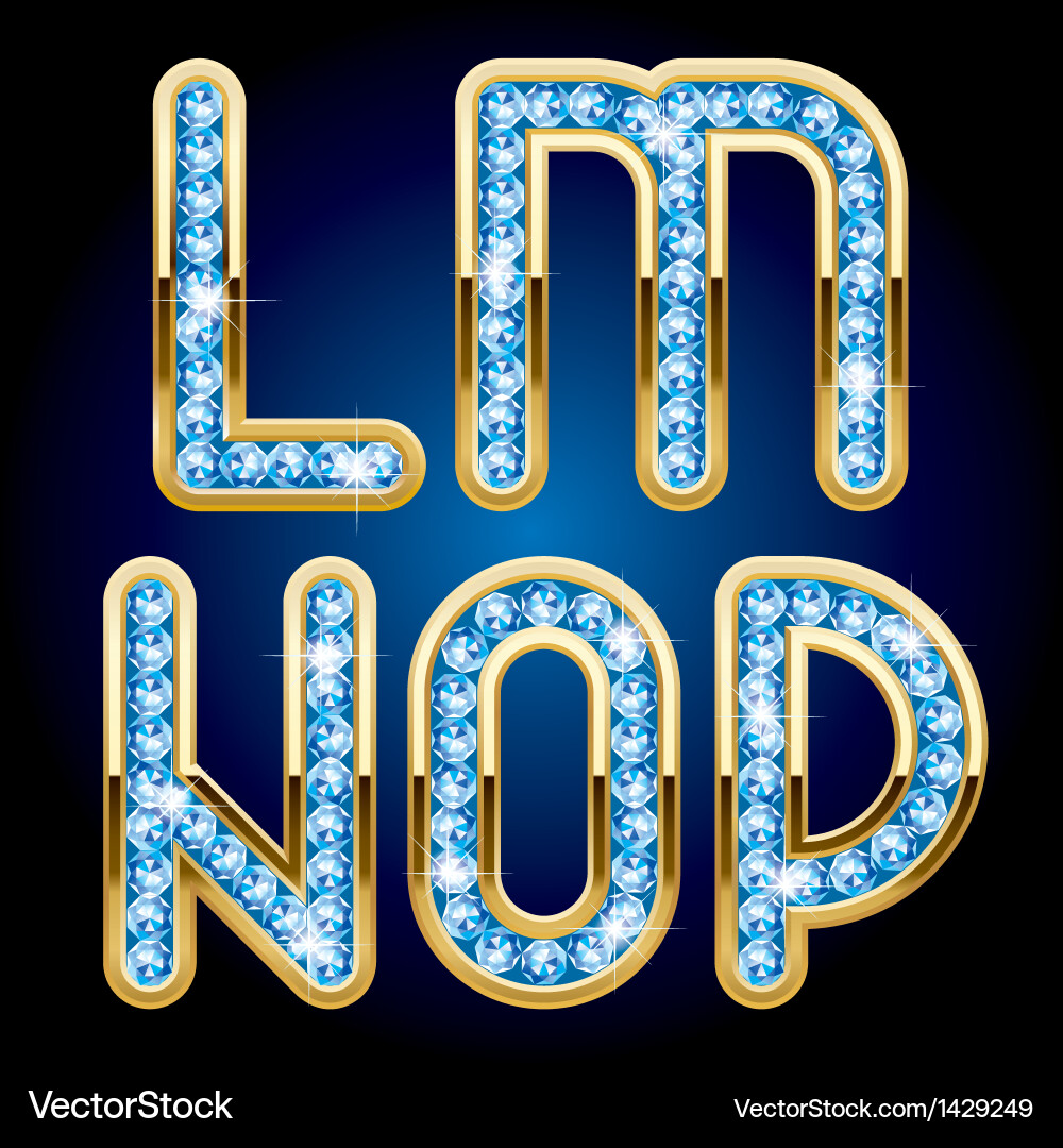 Gold and diamond alphabet letters Royalty Free Vector Image