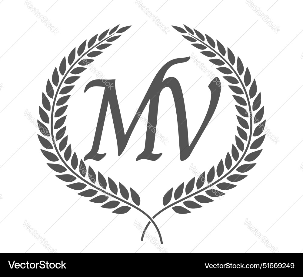 Initial letter m and v mv monogram logo design Vector Image