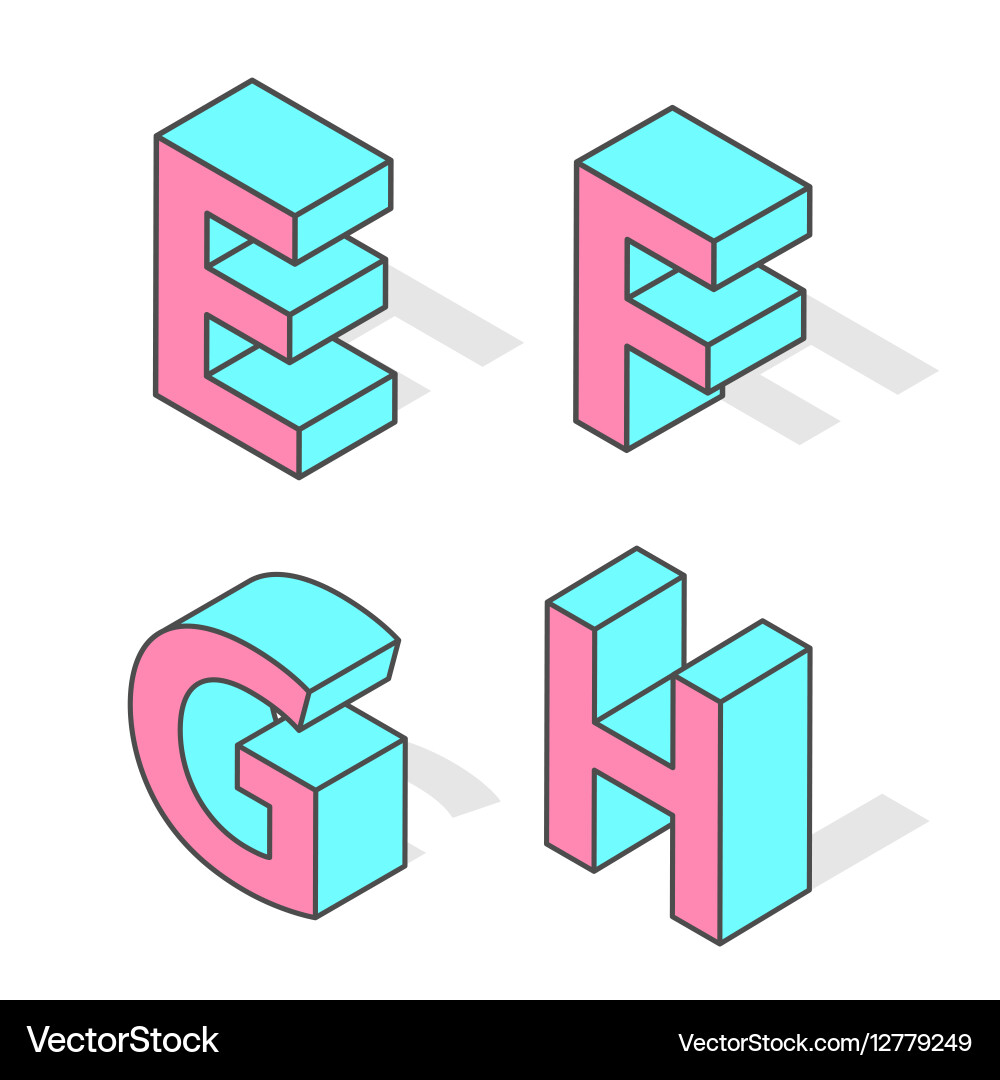Isometric alphabet font isolated Royalty Free Vector Image