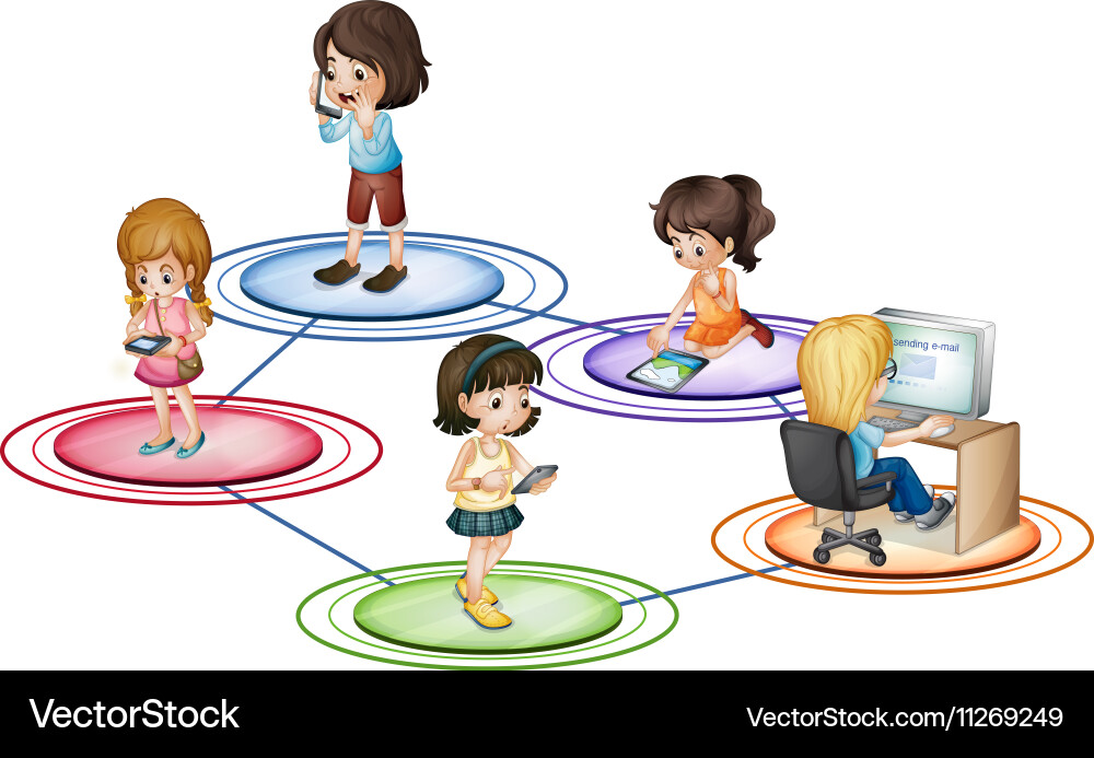 Kids and communication devices Royalty Free Vector Image