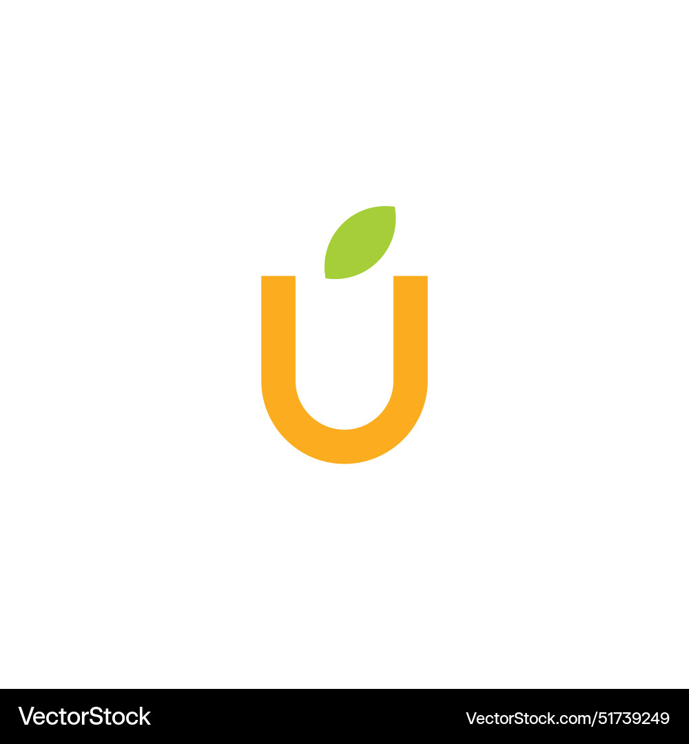 Letter u leaf logo design initial Royalty Free Vector Image