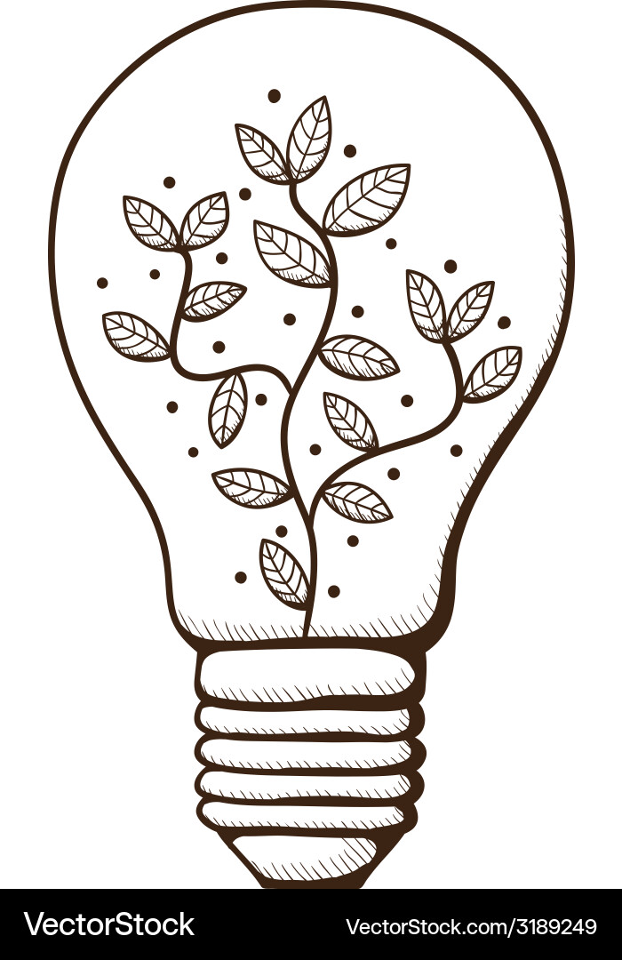 Light bulb with leaves within Royalty Free Vector Image