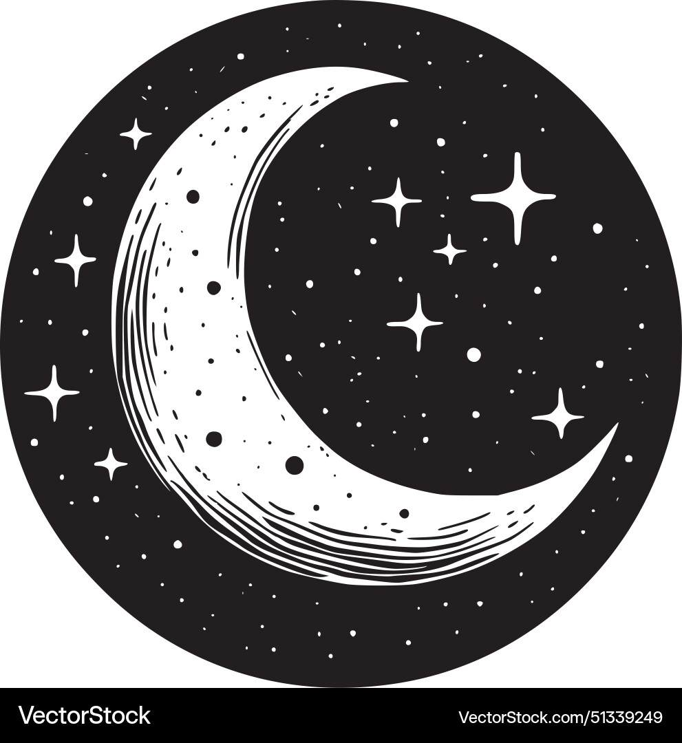 Moon - black and white Royalty Free Vector Image