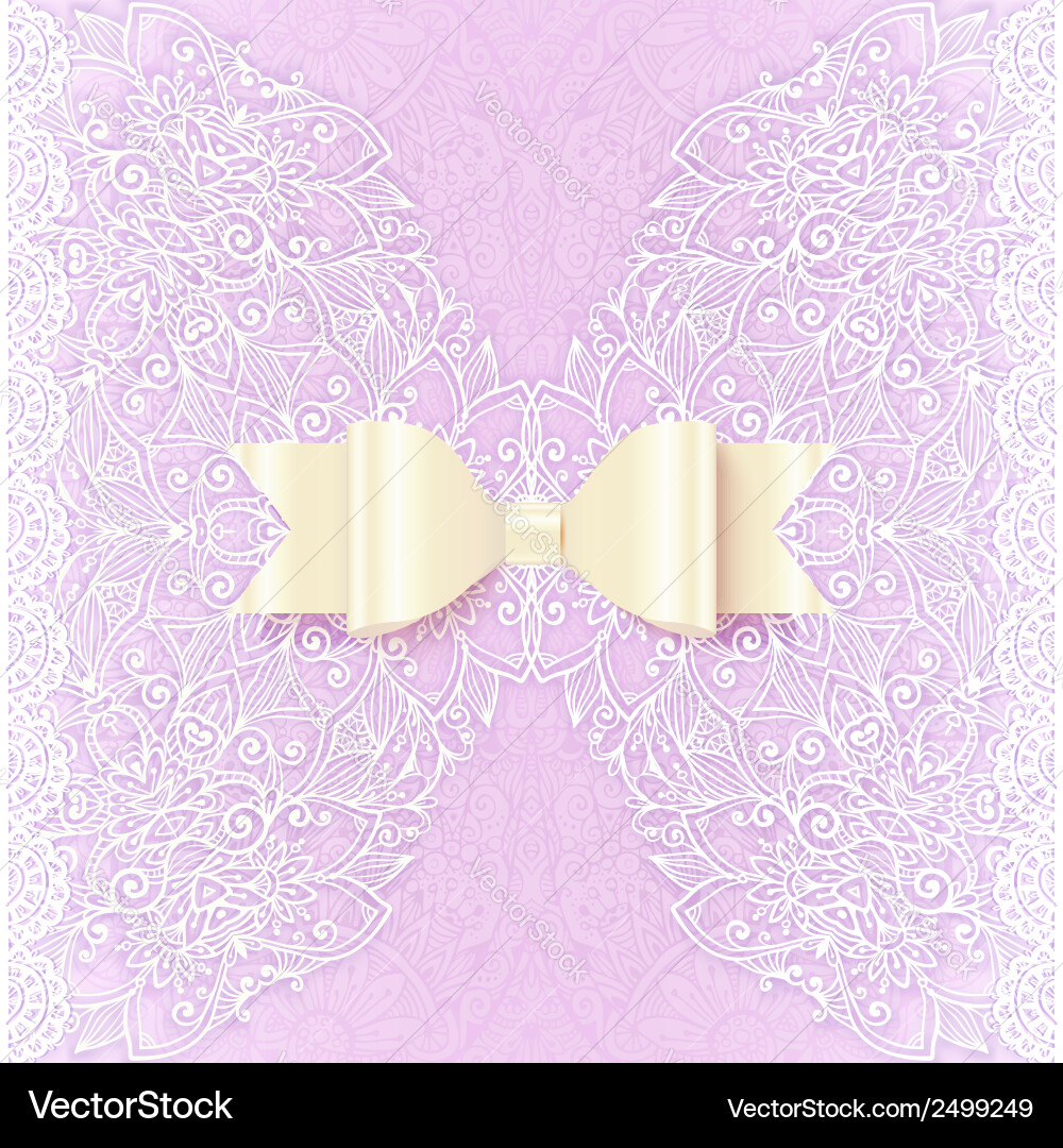 Ornate lacy wedding invitation card cover Vector Image