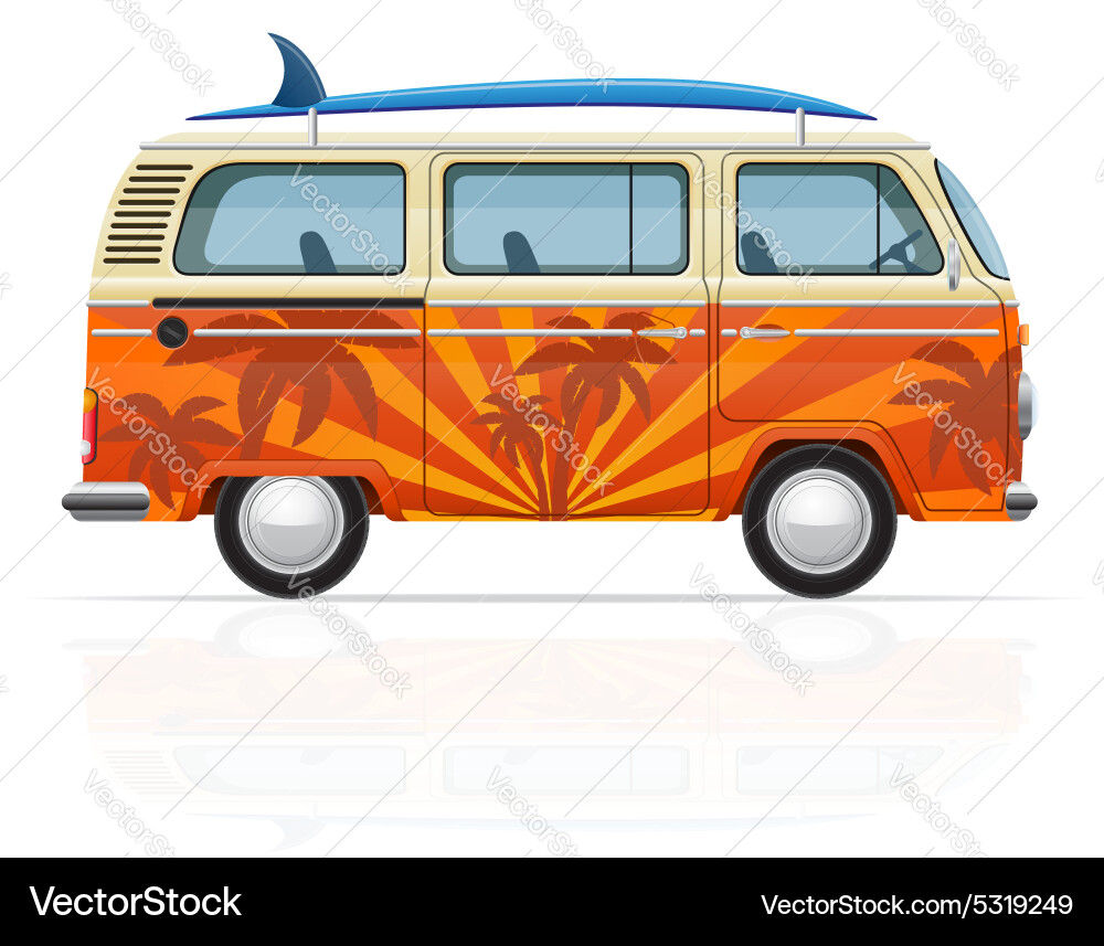 Retro minivan 02 Royalty Free Vector Image - VectorStock
