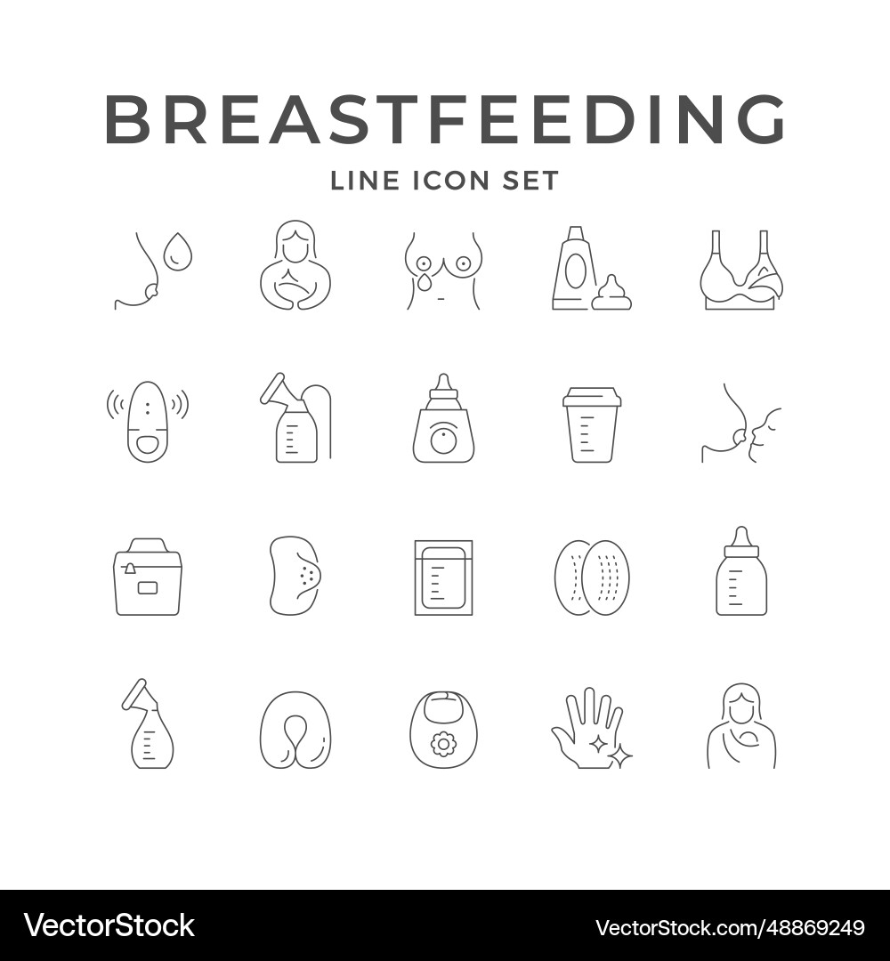 Set line icons of breastfeeding Royalty Free Vector Image