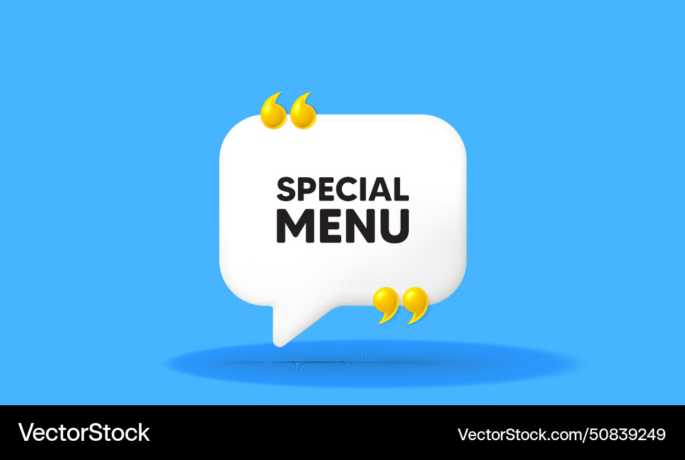 Special menu tag kitchen food offer chat speech Vector Image