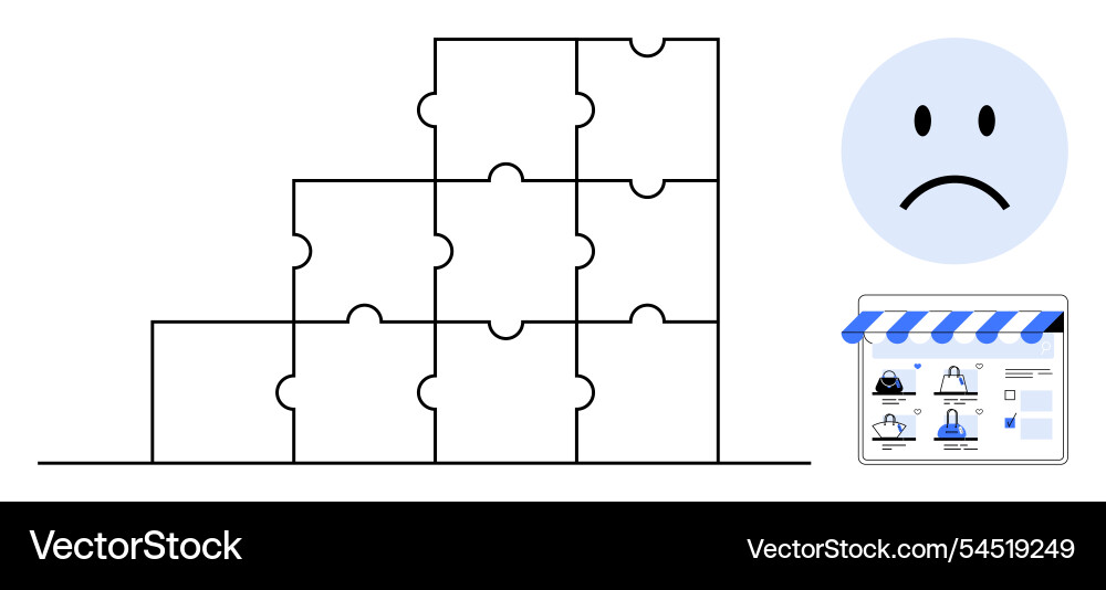 Stapel von unvollständigen Puzzle-Teilen mit traurigem Gesicht