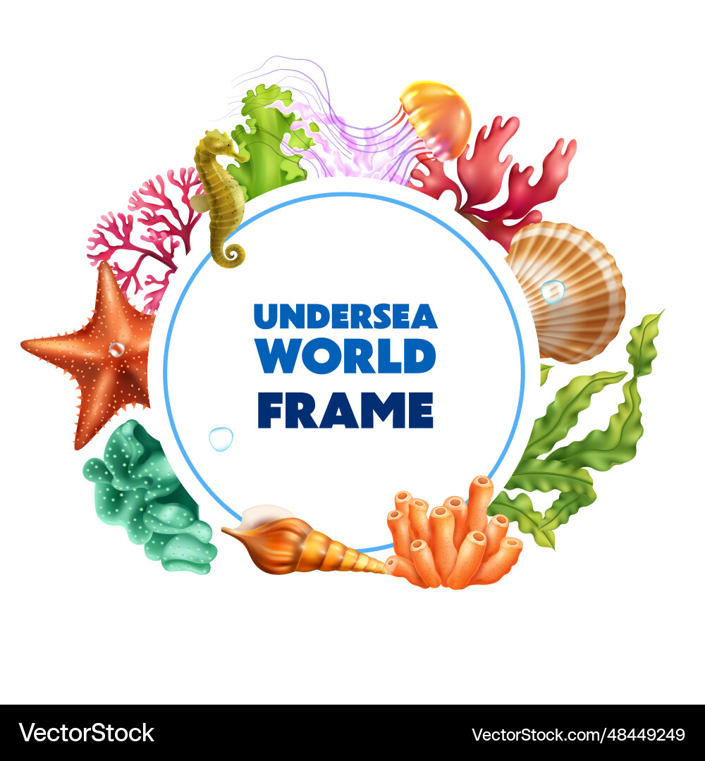 Undersea Welt realistischer Rahmen Lizenzfreies Vektorbild