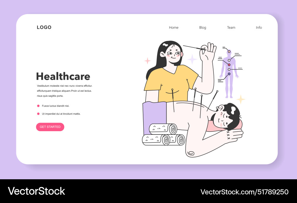 Acupuncture web banner or landing page needle Vector Image