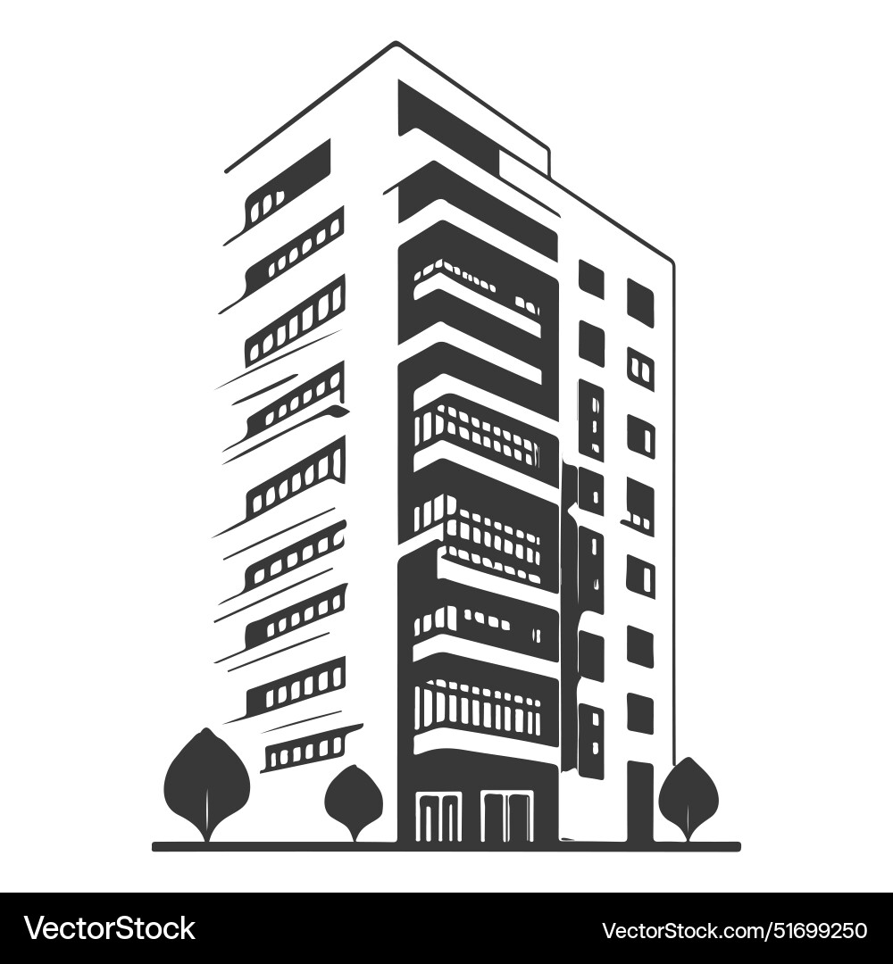 Building apartment grey Royalty Free Vector Image