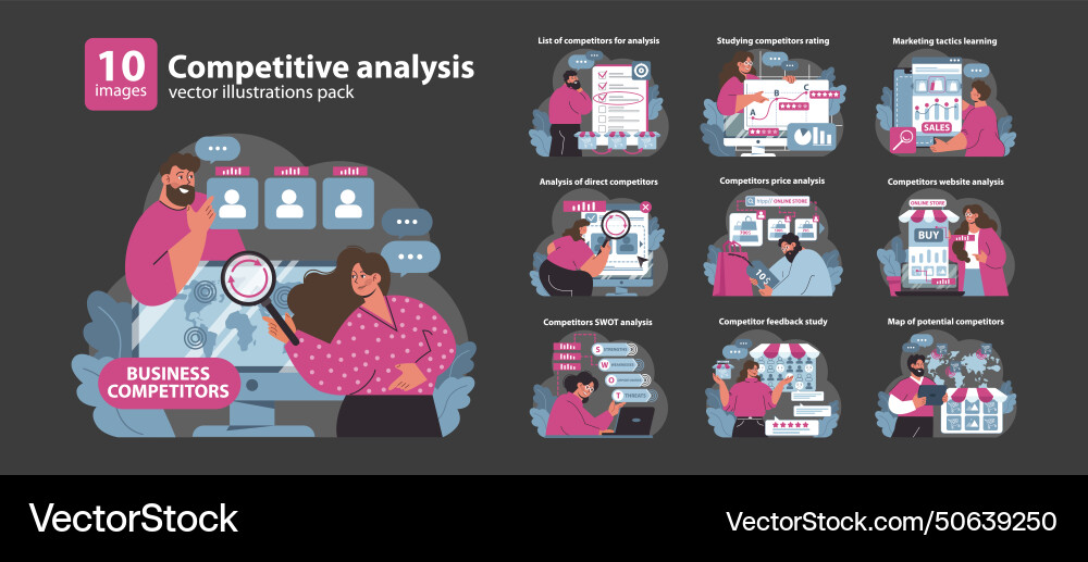 Competitive analysis set Royalty Free Vector Image