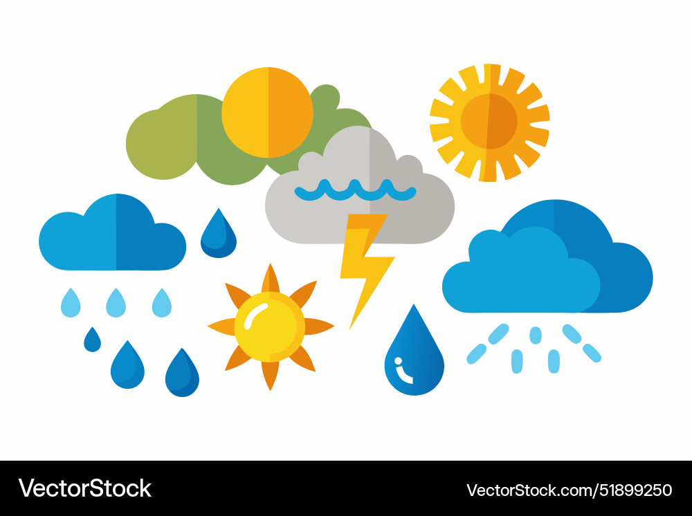 Weather icons white background c Royalty Free Vector Image
