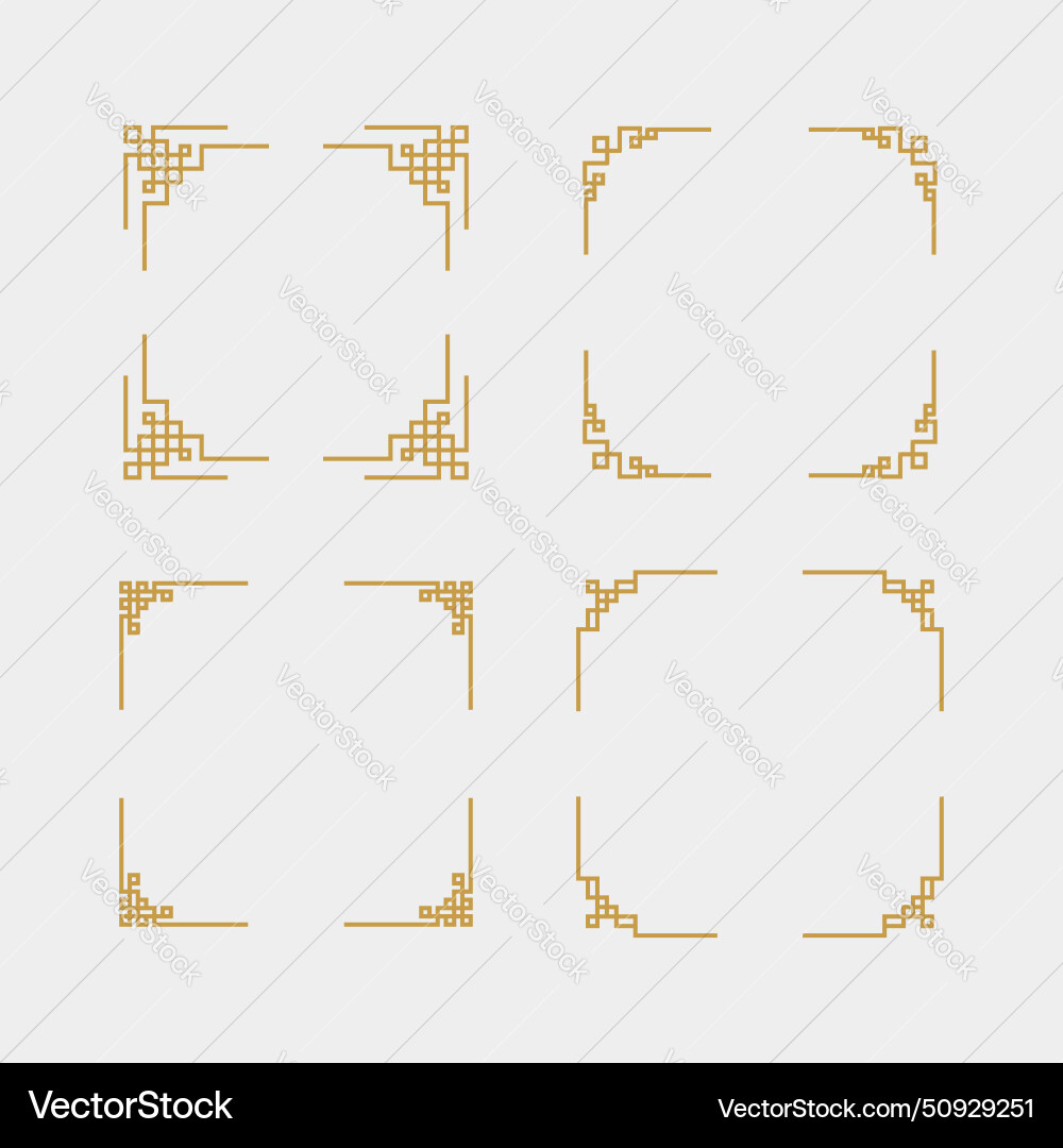 Chinese frame corner set Royalty Free Vector Image
