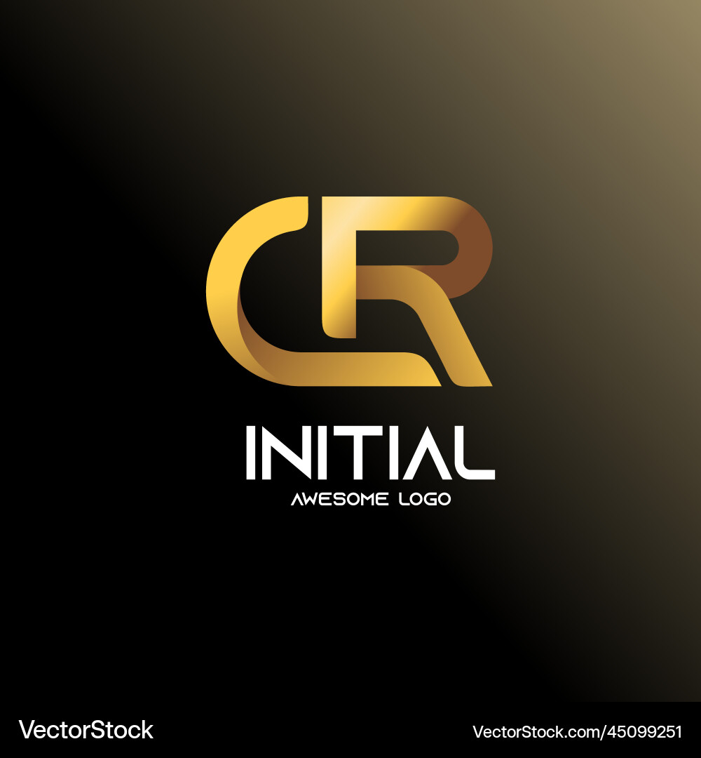 Cr initial logo vintage gold gradient Royalty Free Vector
