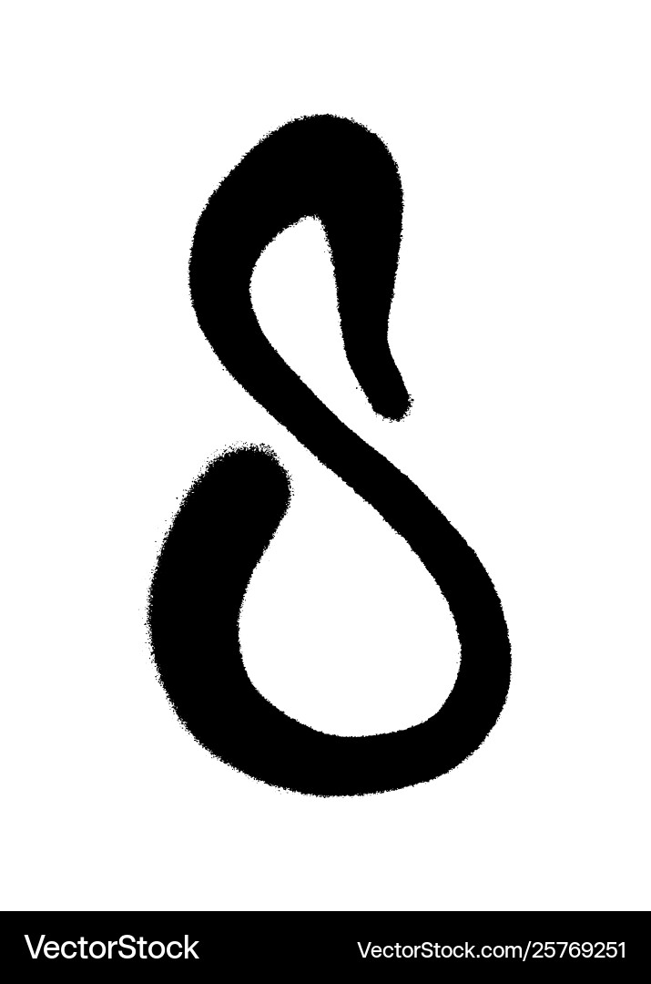 Graffiti style letter s with a spray in black over