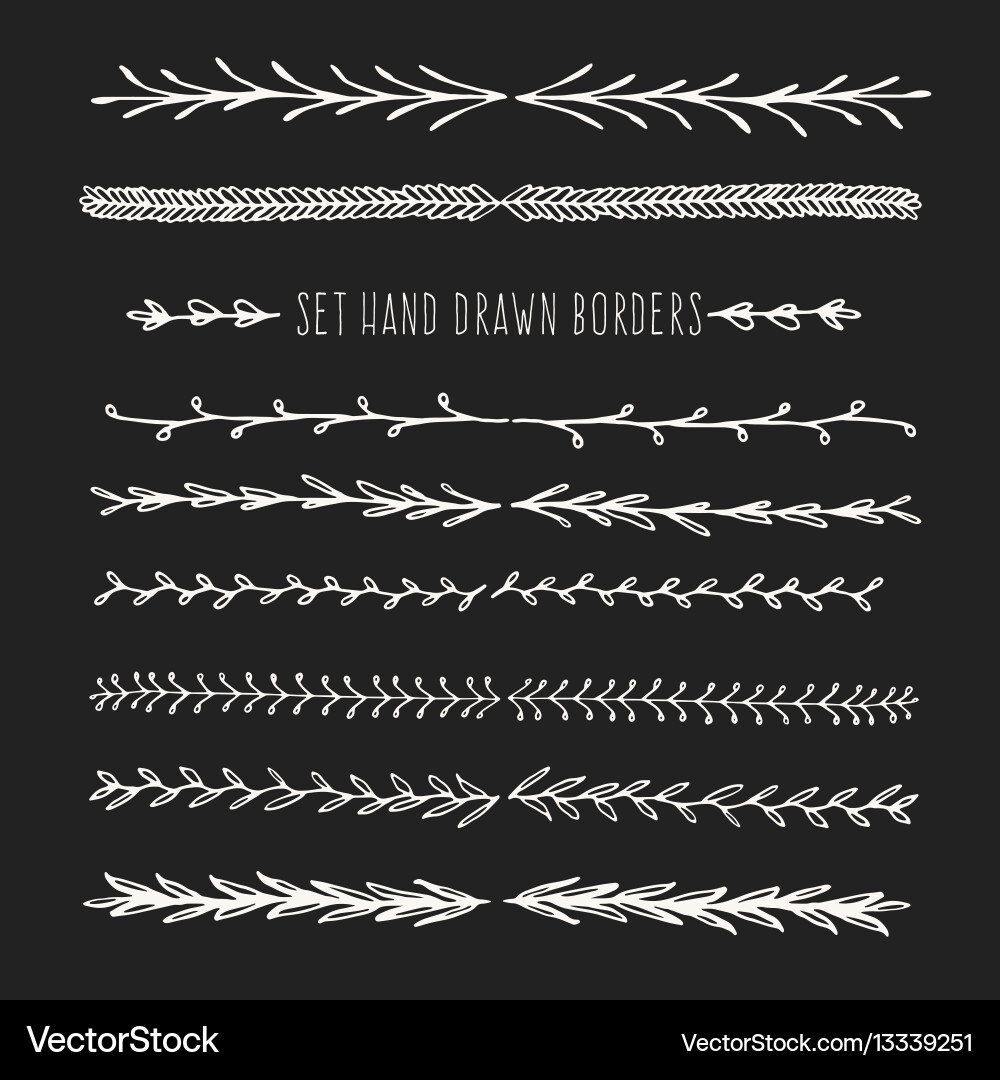 Set hand drawn line border Royalty Free Vector Image