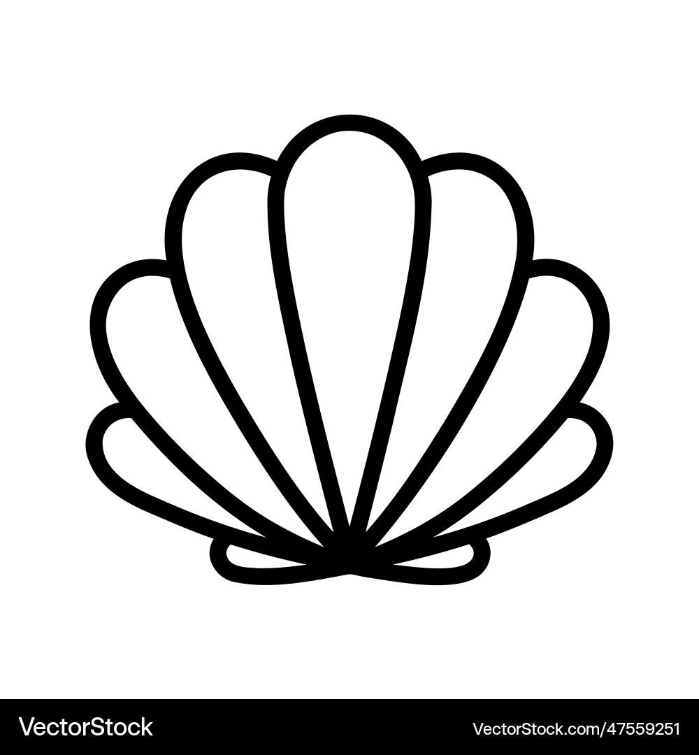 Shell icon scallop shellfish pearl logo black Vector Image